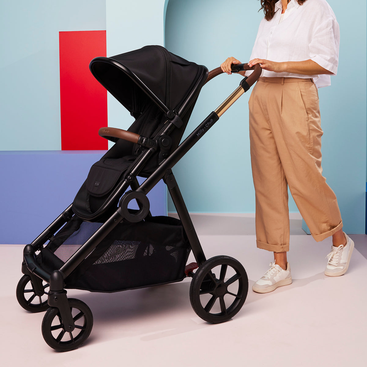 Leo Single to Double Pram | Black – millyandcoup