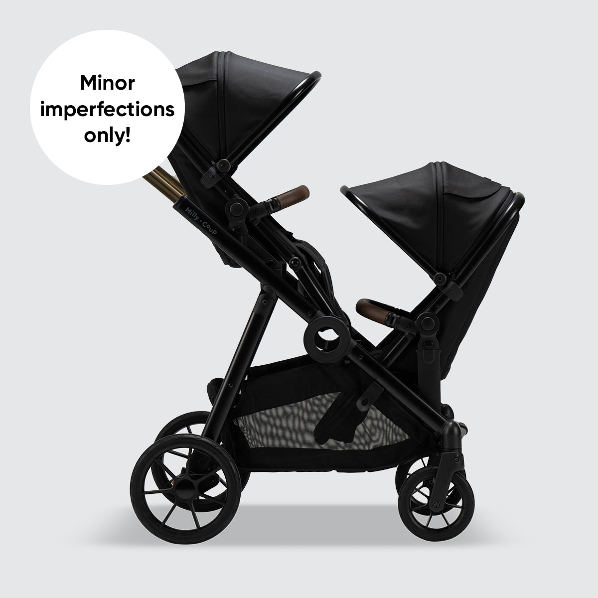 Near Perfect Leo Single to Double Pram | Black + Gold – millyandcoup