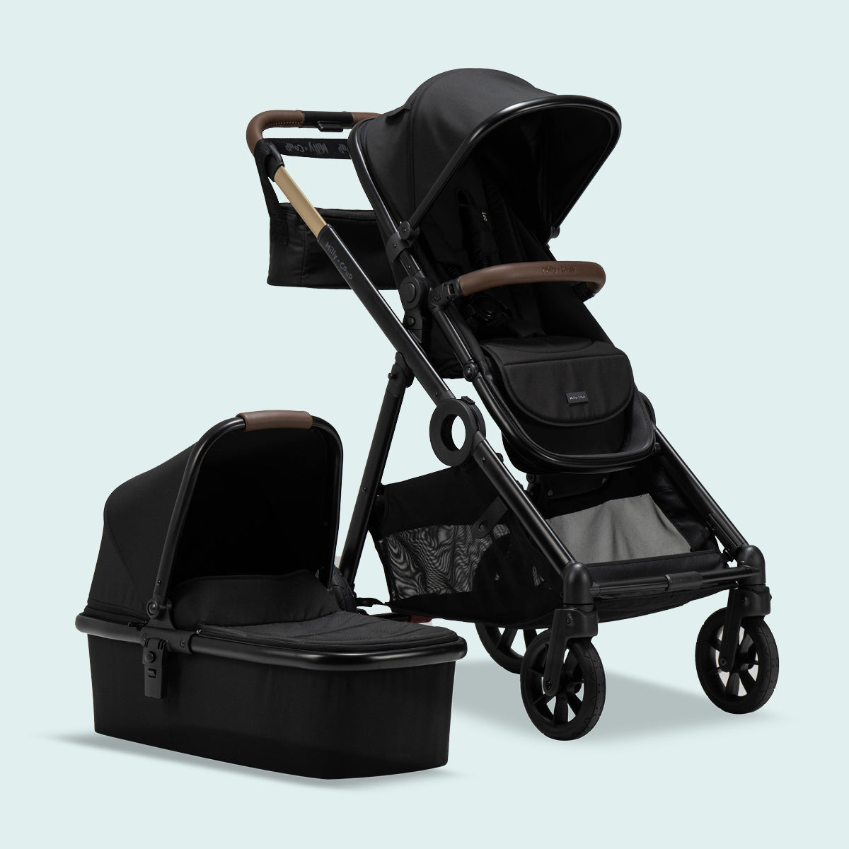Leo Single to Double Pram | Black – millyandcoup