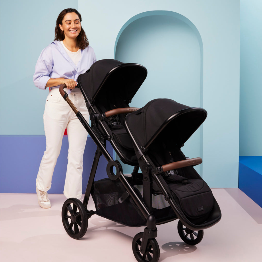 Leo Single to Double Pram | Black – millyandcoup